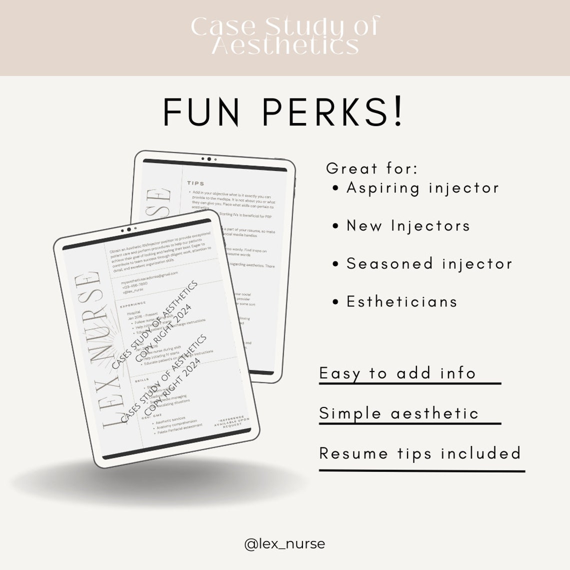 Aesthetic Nurse Inject Resume Template. Minimalist Template, Nurse ...