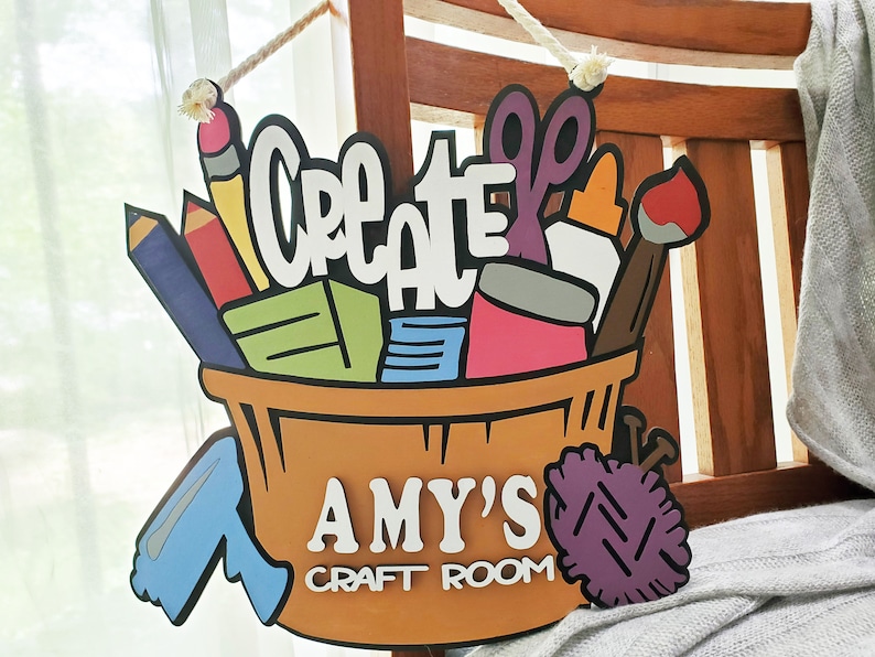 Personalized Craft Room Door Sign, Craft Room Door Hanger, Personalized ...