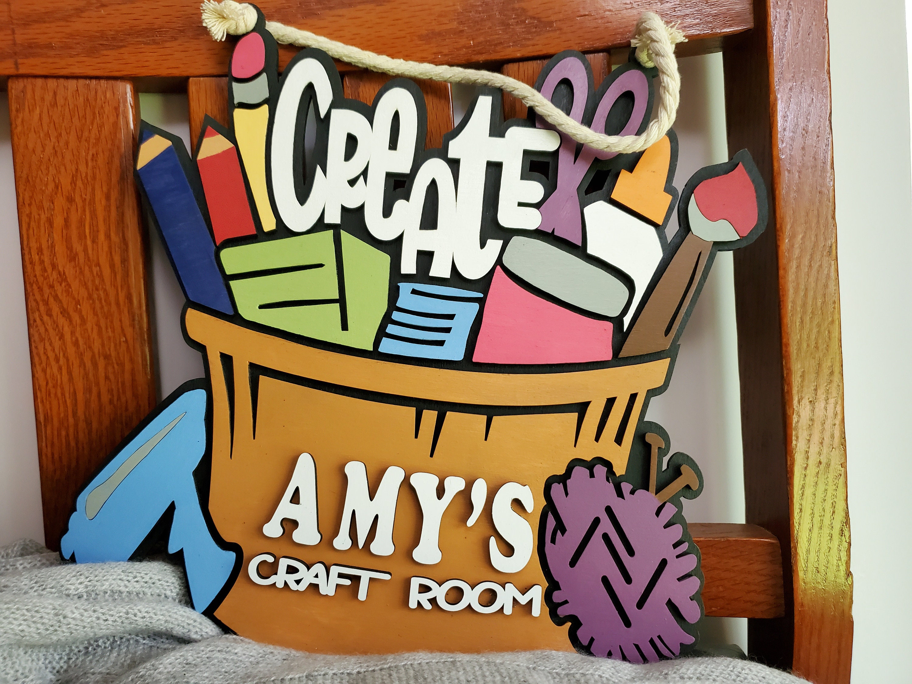 Personalized Craft Room Door Sign, Craft Room Door Hanger, Personalized ...