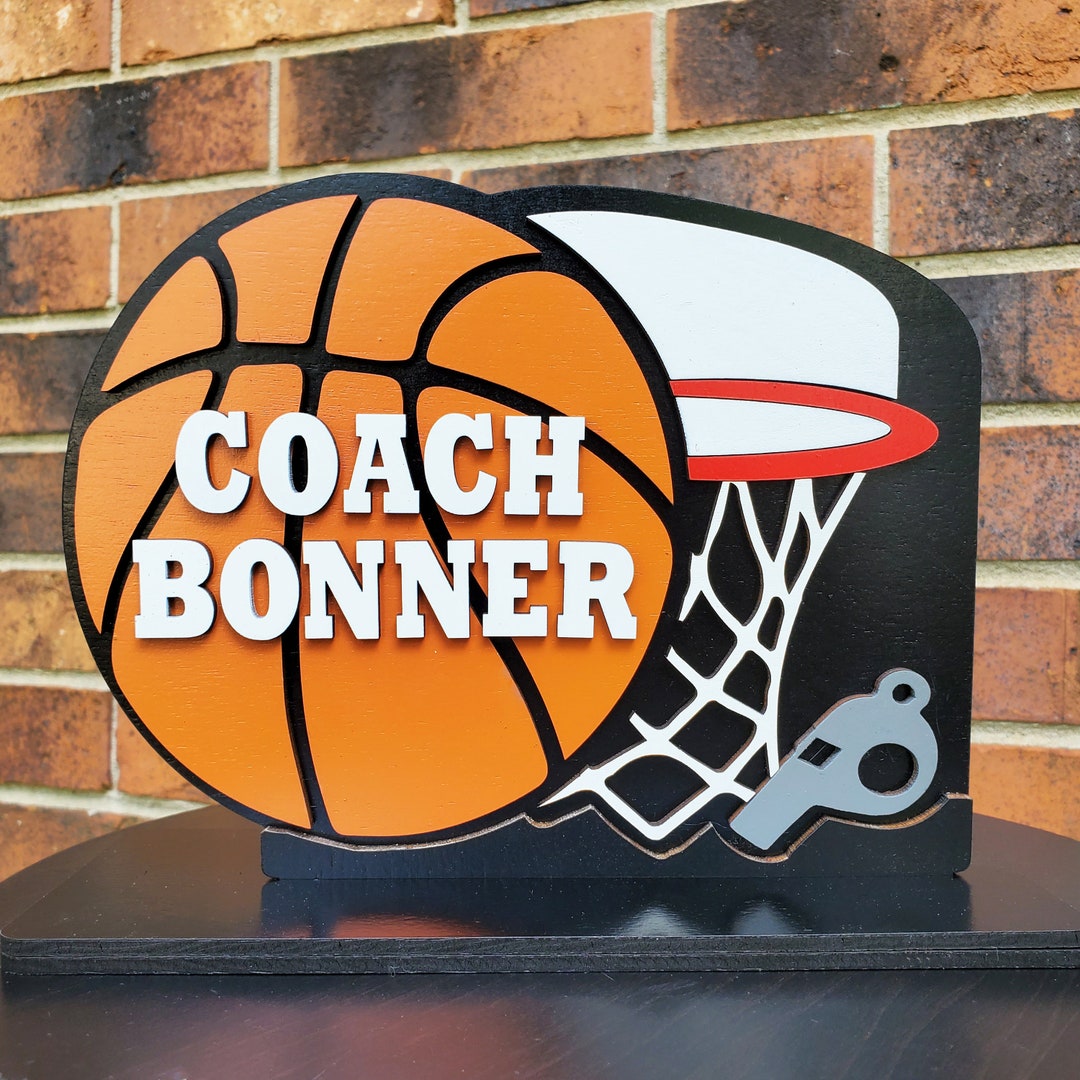 Personalized Basketball Coach Name Plate Desktop Sign 3D Basketball ...