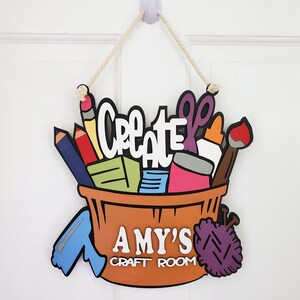 Personalized Craft Room Door Sign, Craft Room Door Hanger, Personalized ...