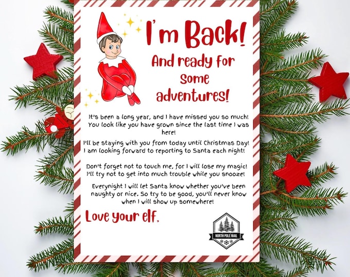 Elf Letter | Elf Return Letter | Elf Arrival Letter | Elf Printable - Etsy