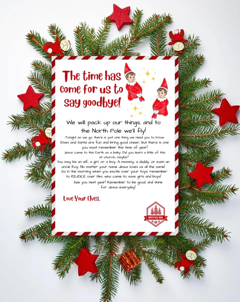 Elf Letter | Elf Departure Letter | Elf Goodbye Letter | Elf Printable ...