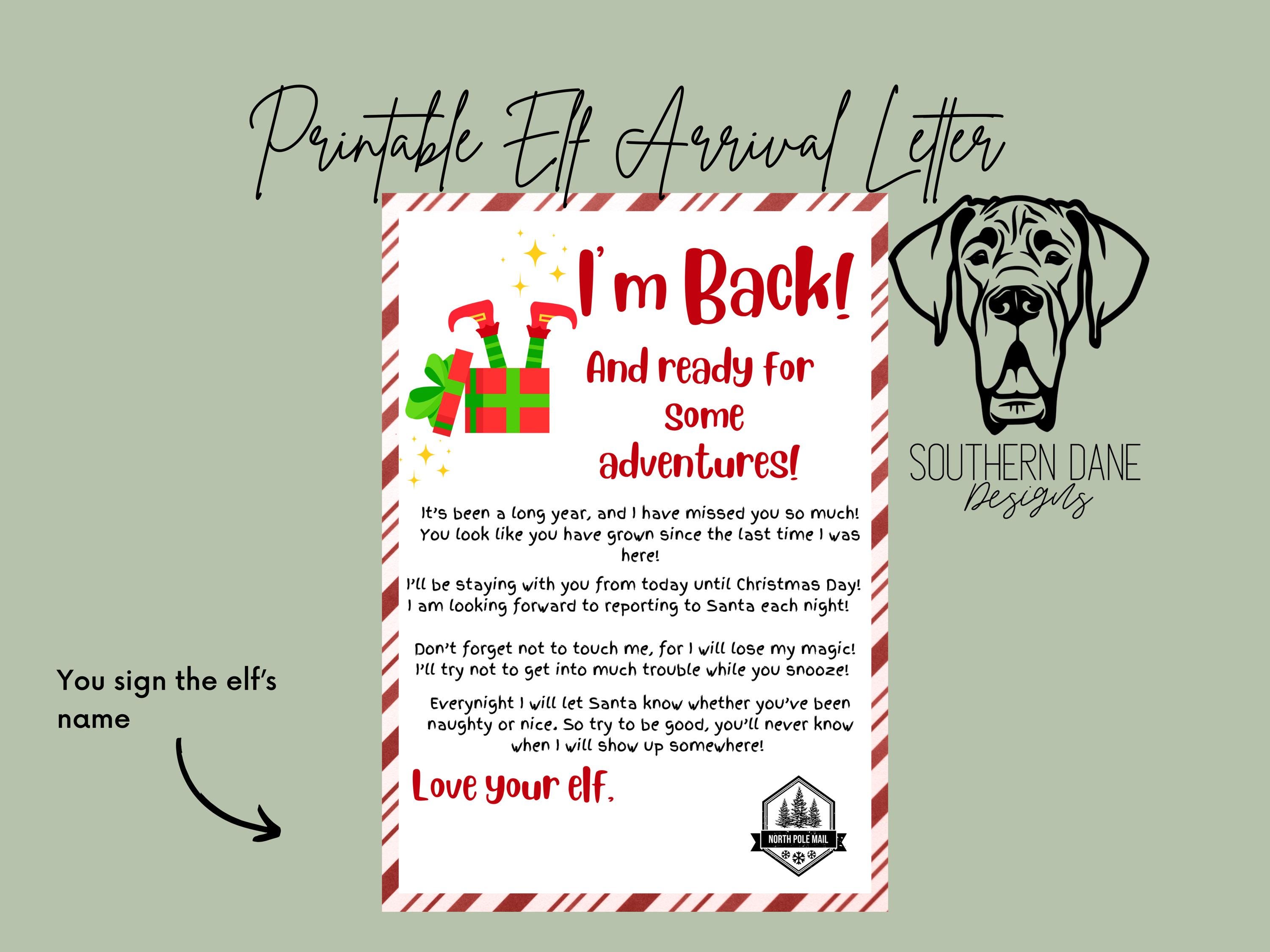 Elf Letter | Elf Return Letter | Elf Arrival Letter | Elf Printable - Etsy