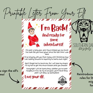Elf Letter | Elf Return Letter | Elf Arrival Letter | Elf Printable - Etsy
