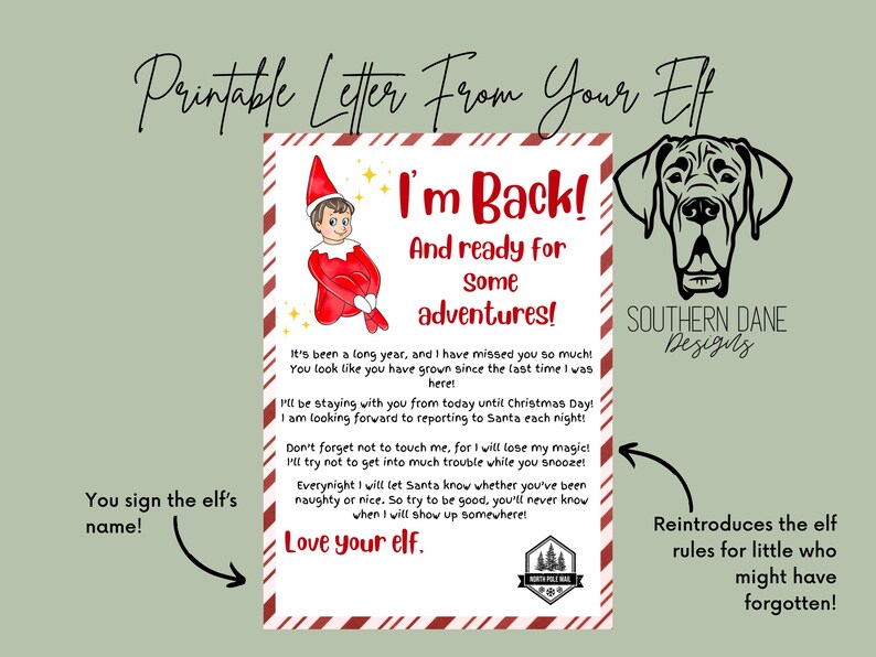 Elf Letter | Elf Return Letter | Elf Arrival Letter | Elf Printable - Etsy