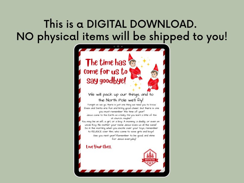 Elf Letter | Elf Departure Letter | Elf Goodbye Letter | Elf Printable ...