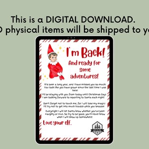 Elf Letter | Elf Return Letter | Elf Arrival Letter | Elf Printable - Etsy