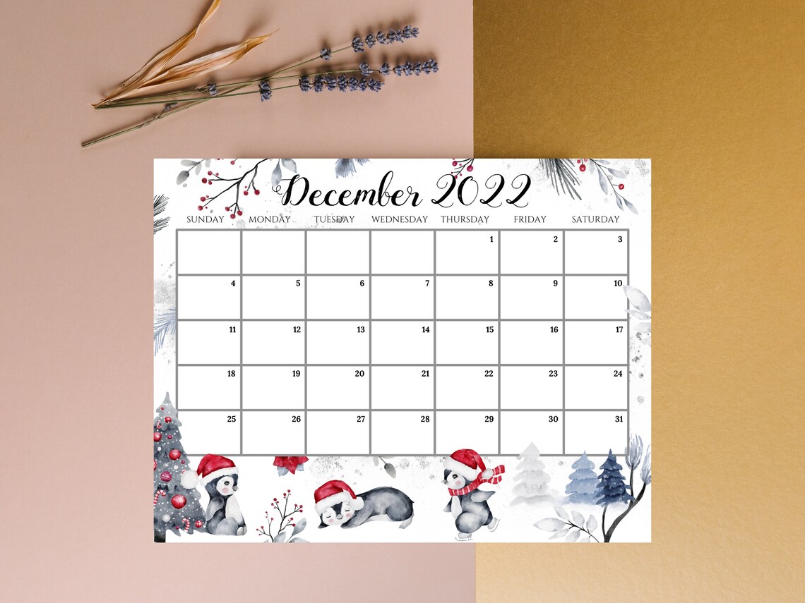Editable Fillable December 2022 Calendar Printable Planner - Etsy Canada