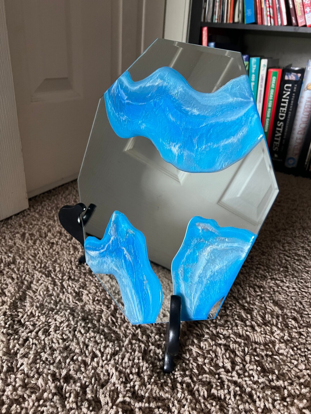 Metallic Blue Resin Pour Mirror - Etsy