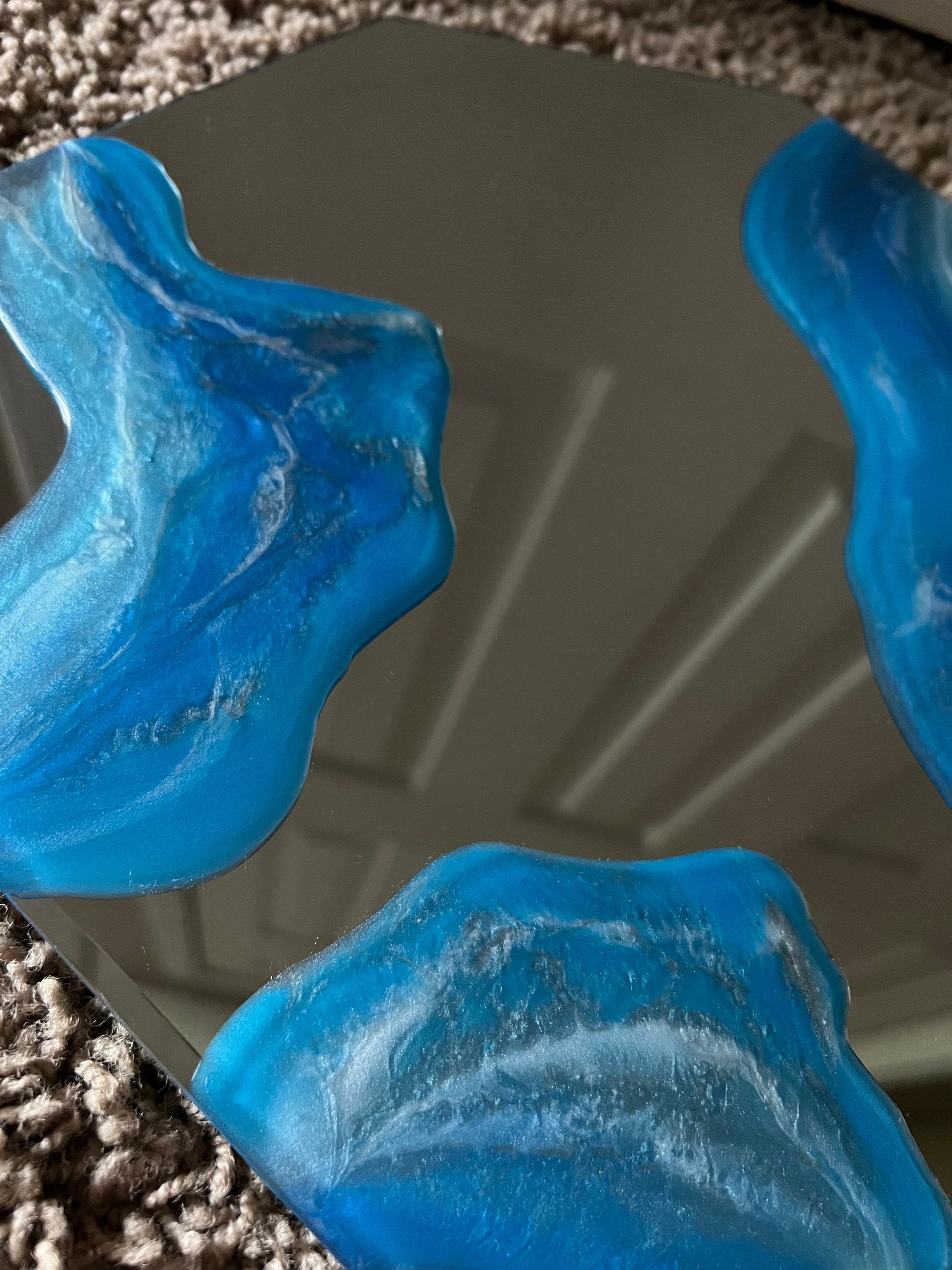Metallic Blue Resin Pour Mirror - Etsy