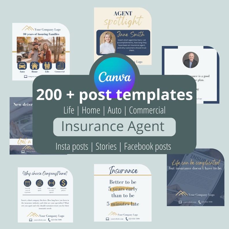 228 Editable Canva Social Media Templates for Insurance Agent ...