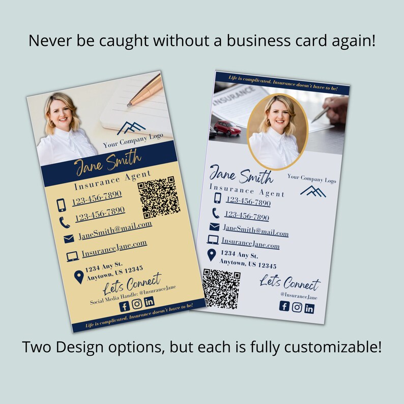 Digital Business Card | QR Code | Canva Template | Insurance Agent ...