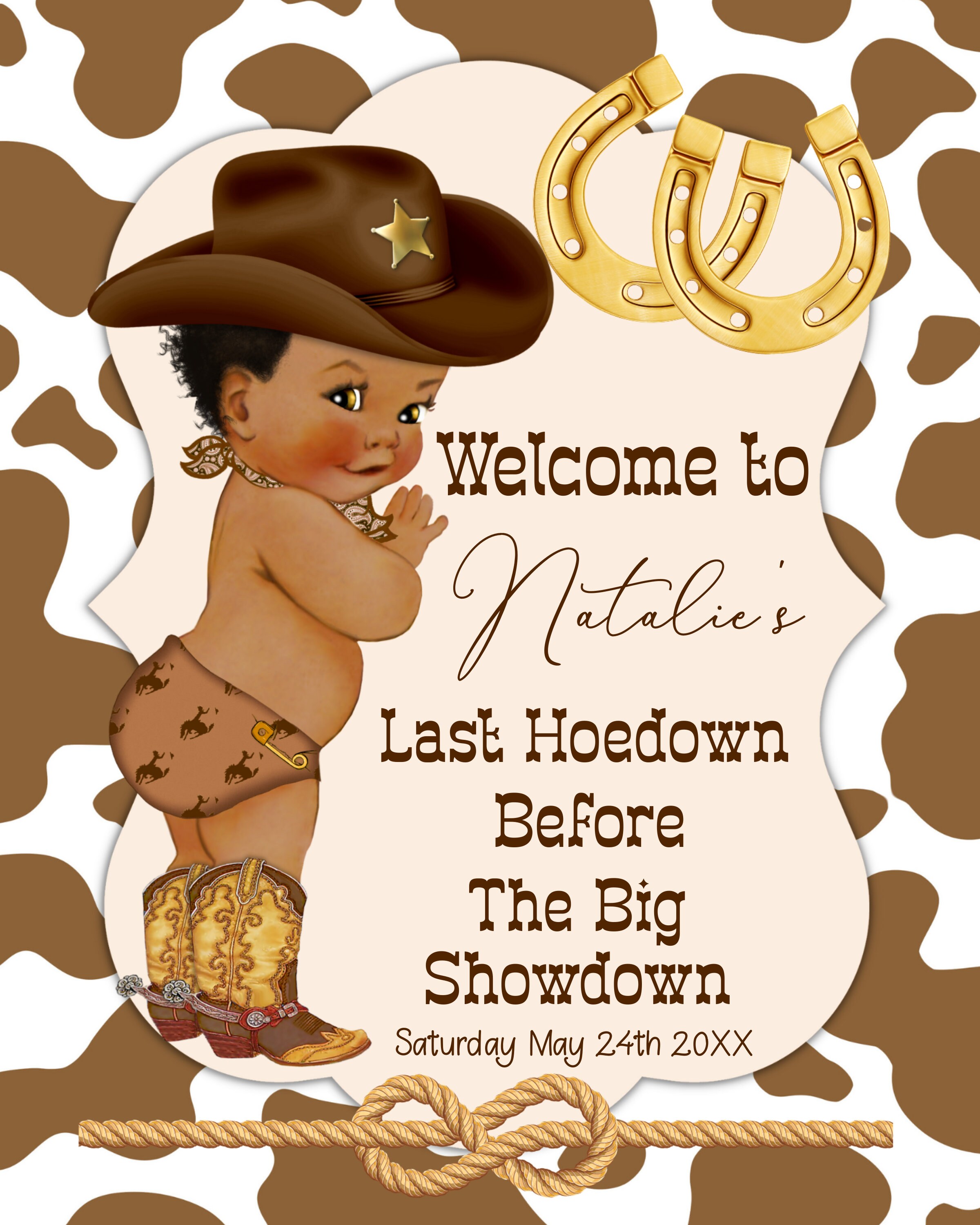 It's A Little Cowboy Baby Shower Welcome Sign African American Cowboy ...