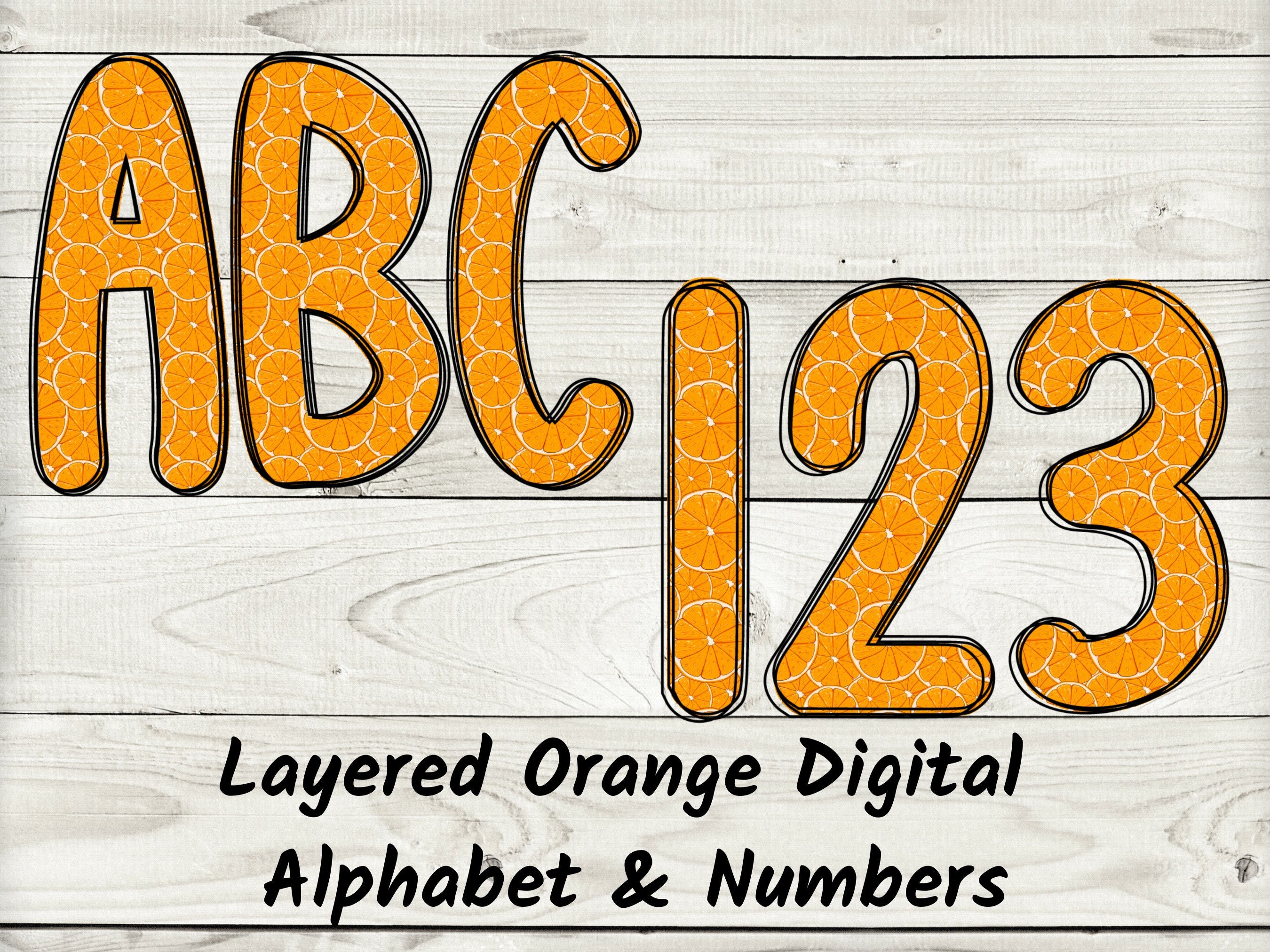 Layered Orange Digital Alphabet Set|orange Font|mandarin Orange Digital ...