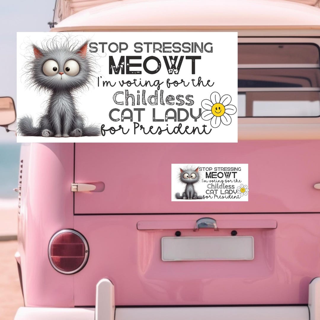 Stressing Meowt Childless Cat Lady Bumper Sticker - Etsy