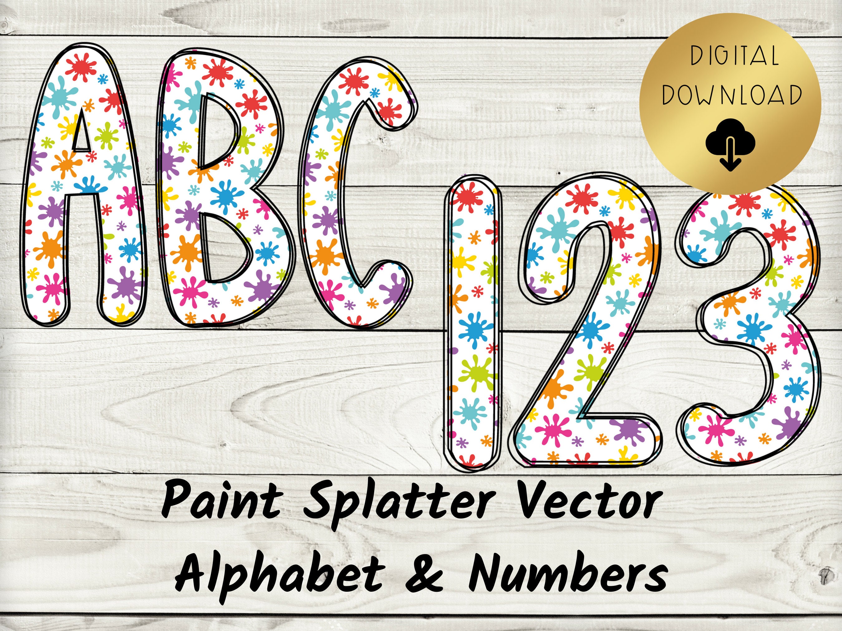 Paint Splatter Alphabet Digital Set|paint Party Font|paint Splatter ...