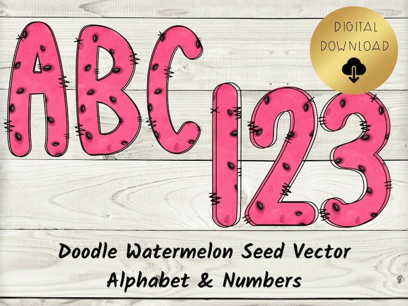 Watermelon Seed Doodle Alphabet Digital Set|summer Font|fruit Font ...