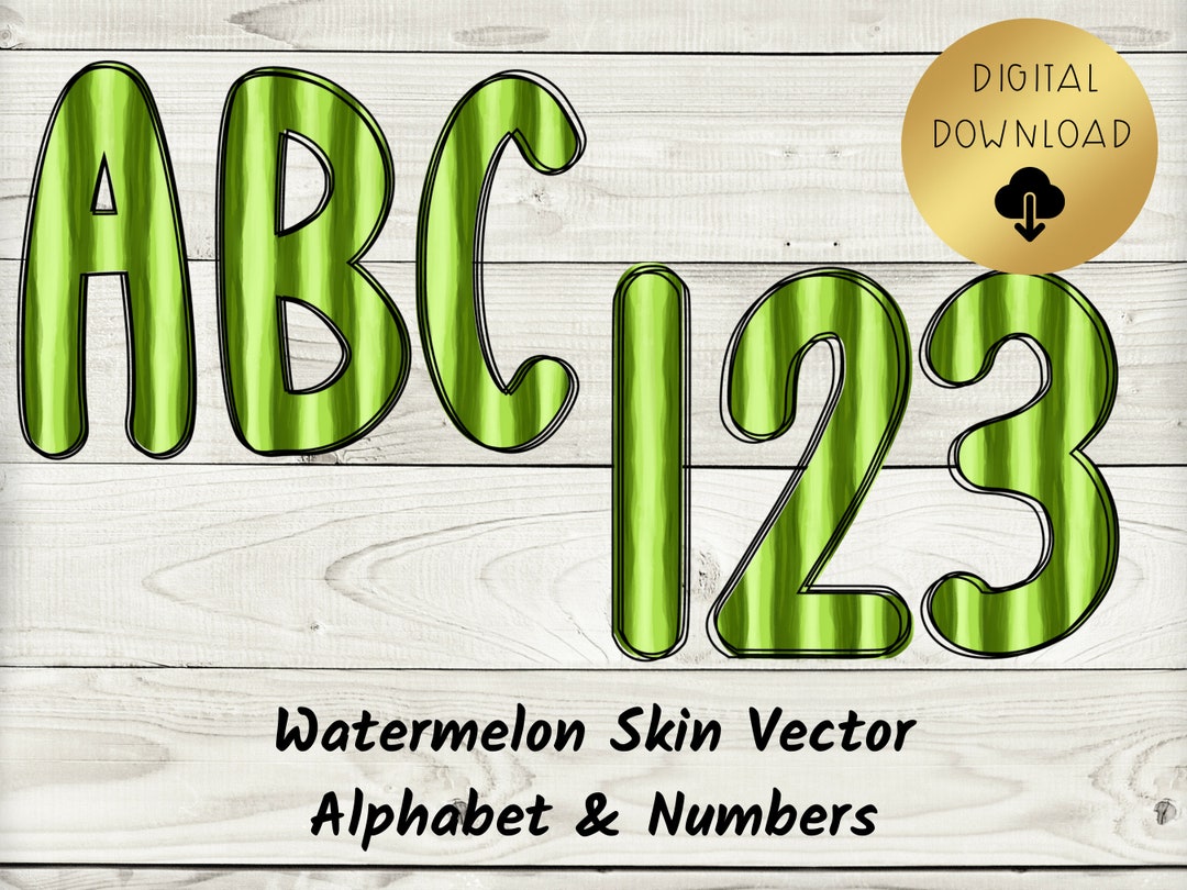 Watermelon Skin Alphabet Digital Set|summer Font|fruit Font|digital ...