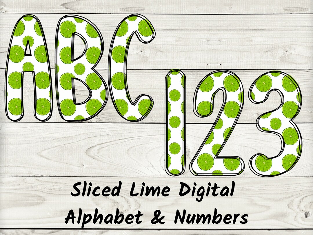 Sliced Lime Digital Alphabet Set|citrus Font|lime Font|digital Font ...