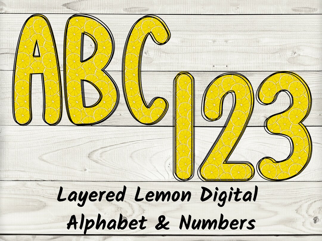 Layered Lemon Digital Alphabet Set|citrus Font|lemon Font|digital Font ...