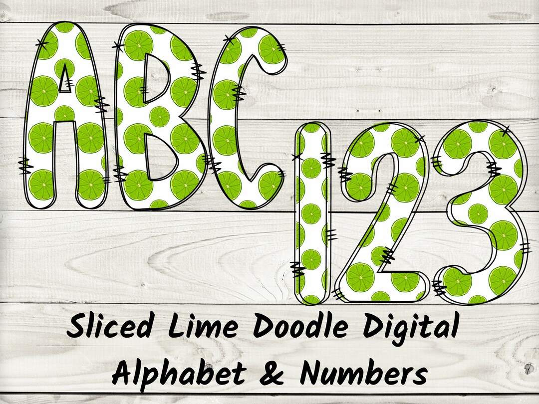 Sliced Lime Doodle Digital Alphabet Set|citrus Font|lime Font|digital ...