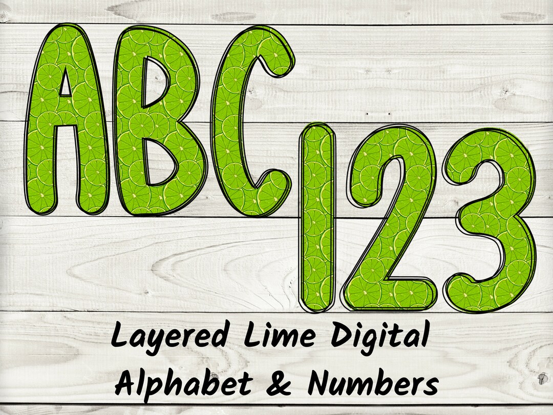 Layered Lime Digital Alphabet Set|citrus Font|lime Font|digital Font ...