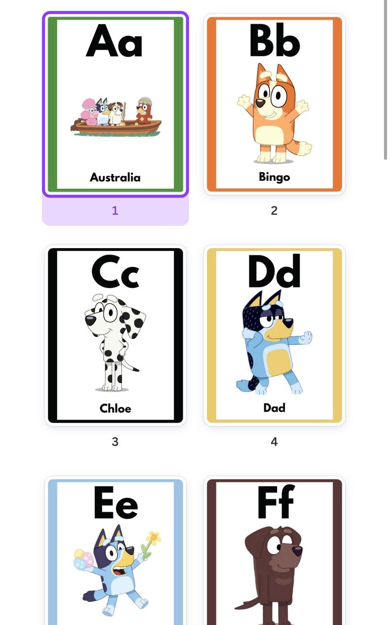 Bluey ABC Flashcards - Etsy