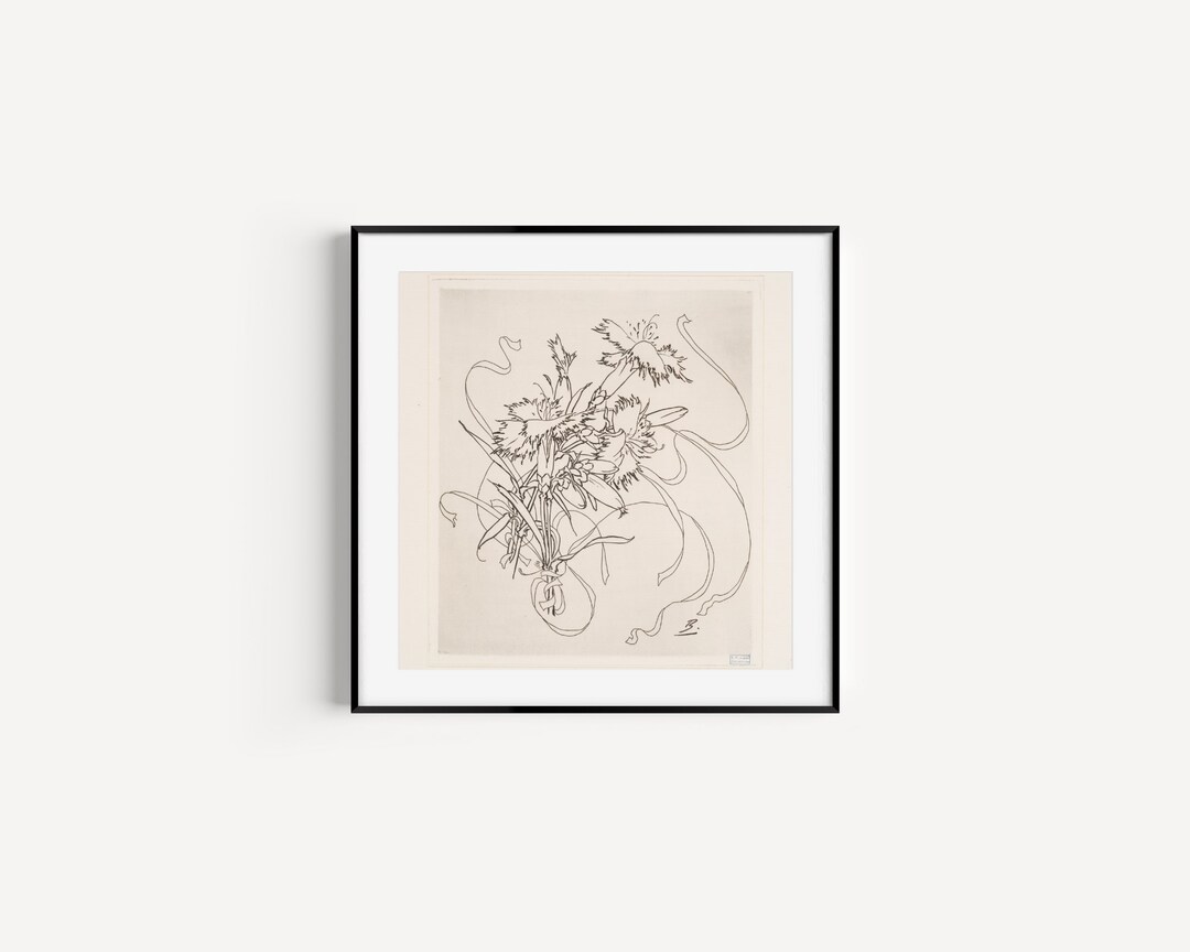 ART PRINT / #4 / Floral B&W Sketch / Vintage Floral Drawing Set / Art ...