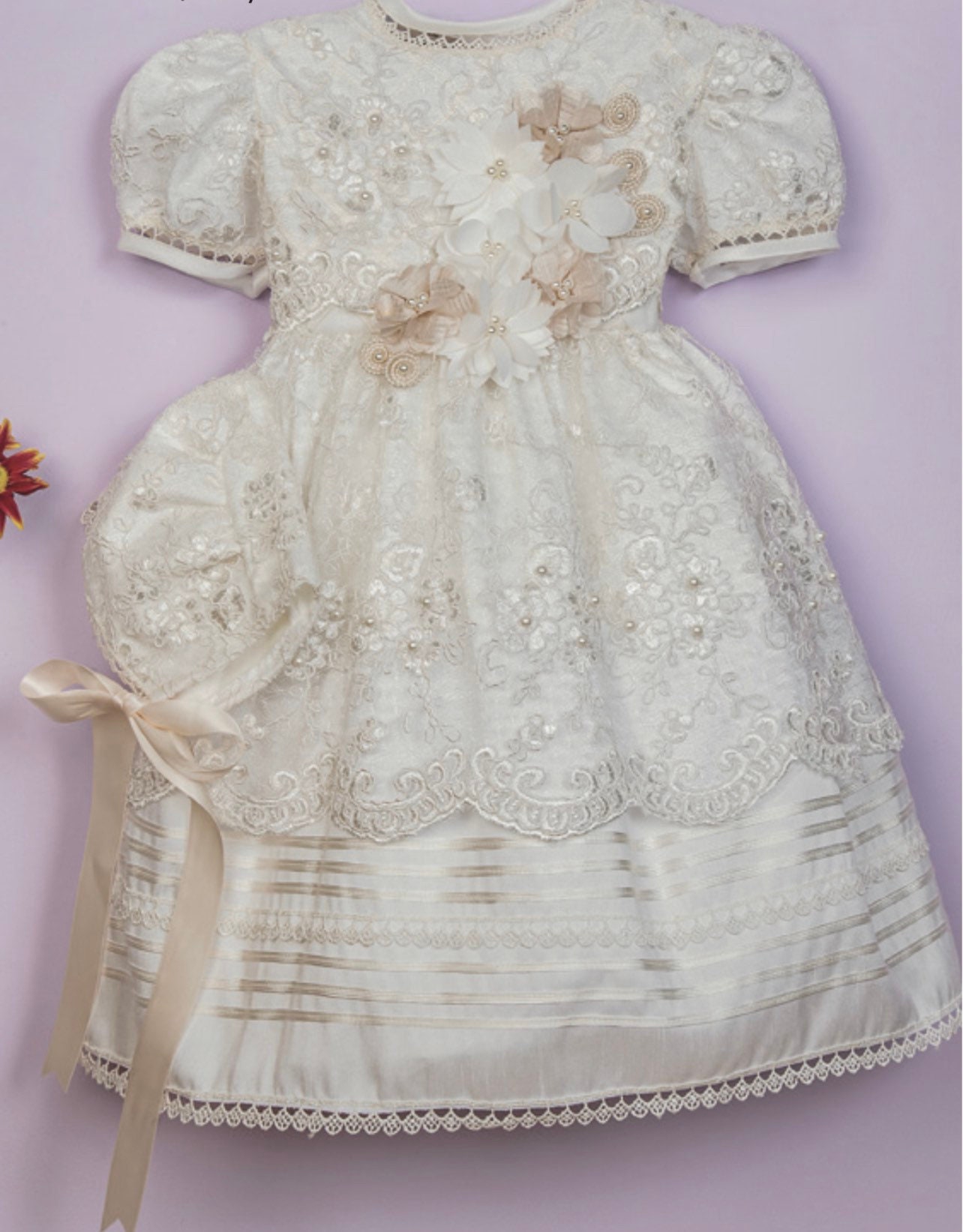 White Lace Embroidered Christening Dress Baptism Gown Baby-girls ...