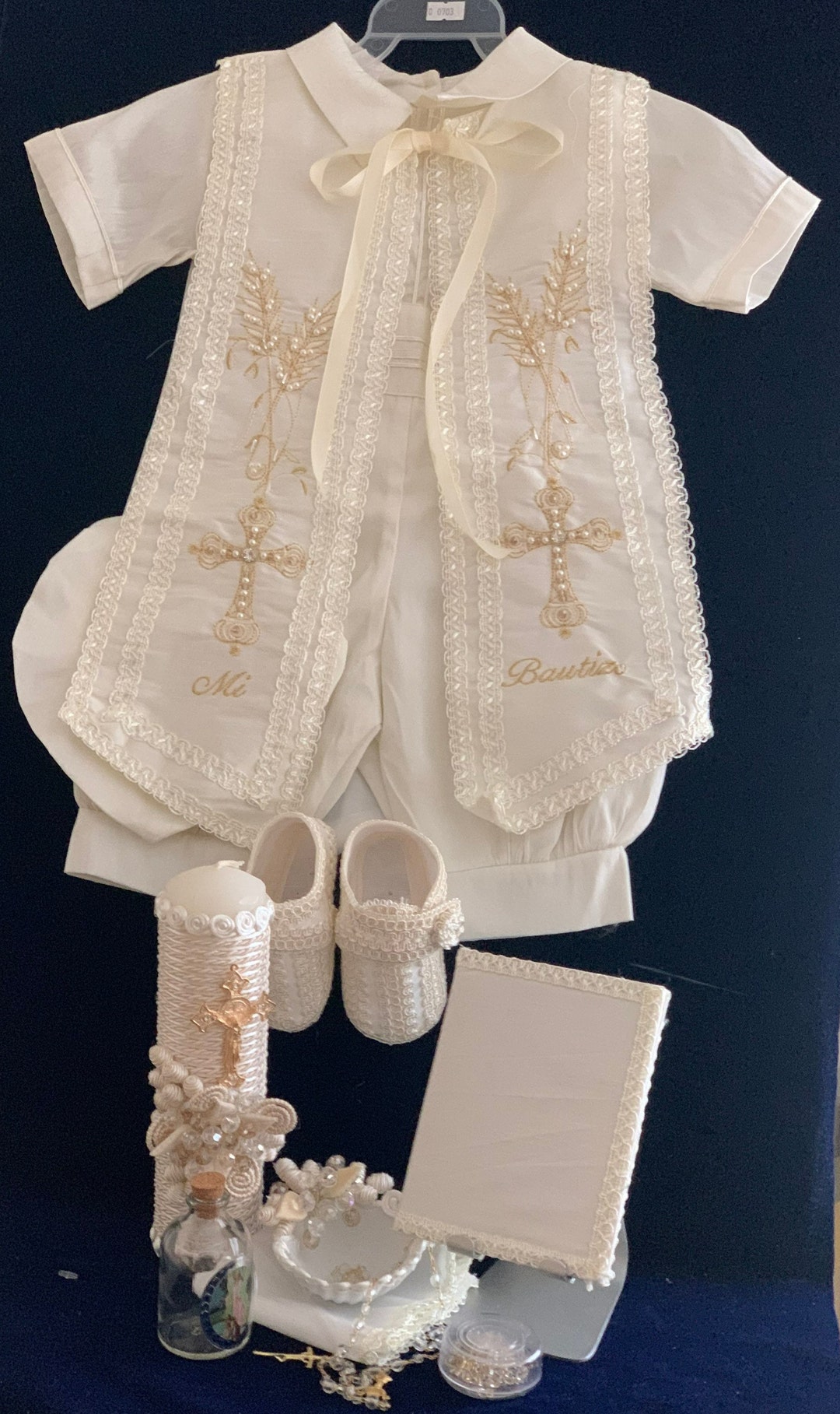 Boy Baptism Outfit: 8-piece Christening Set With Candle & Blanket - Etsy