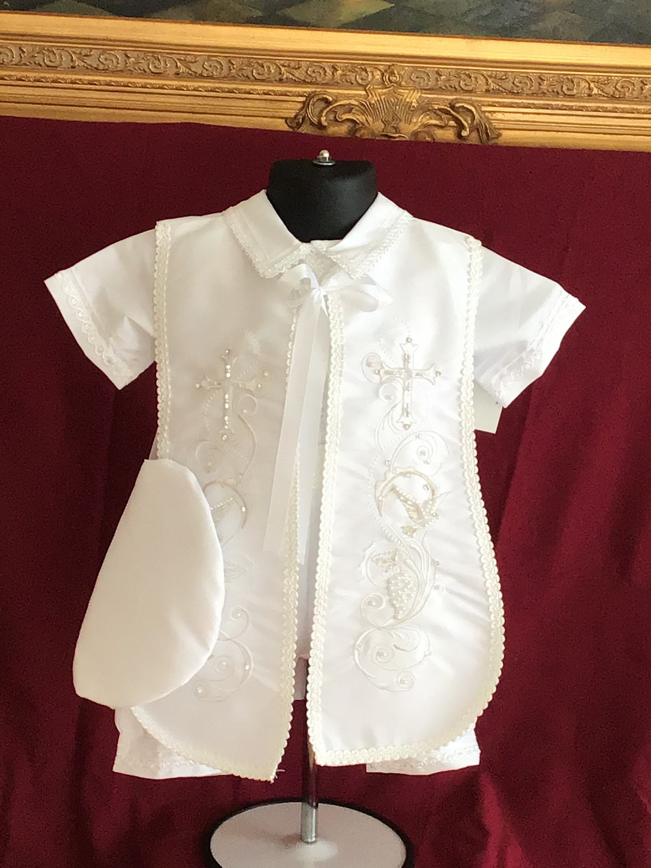 Baptism Baby Boys Christening Embroidery Stola . Set Ivory or - Etsy