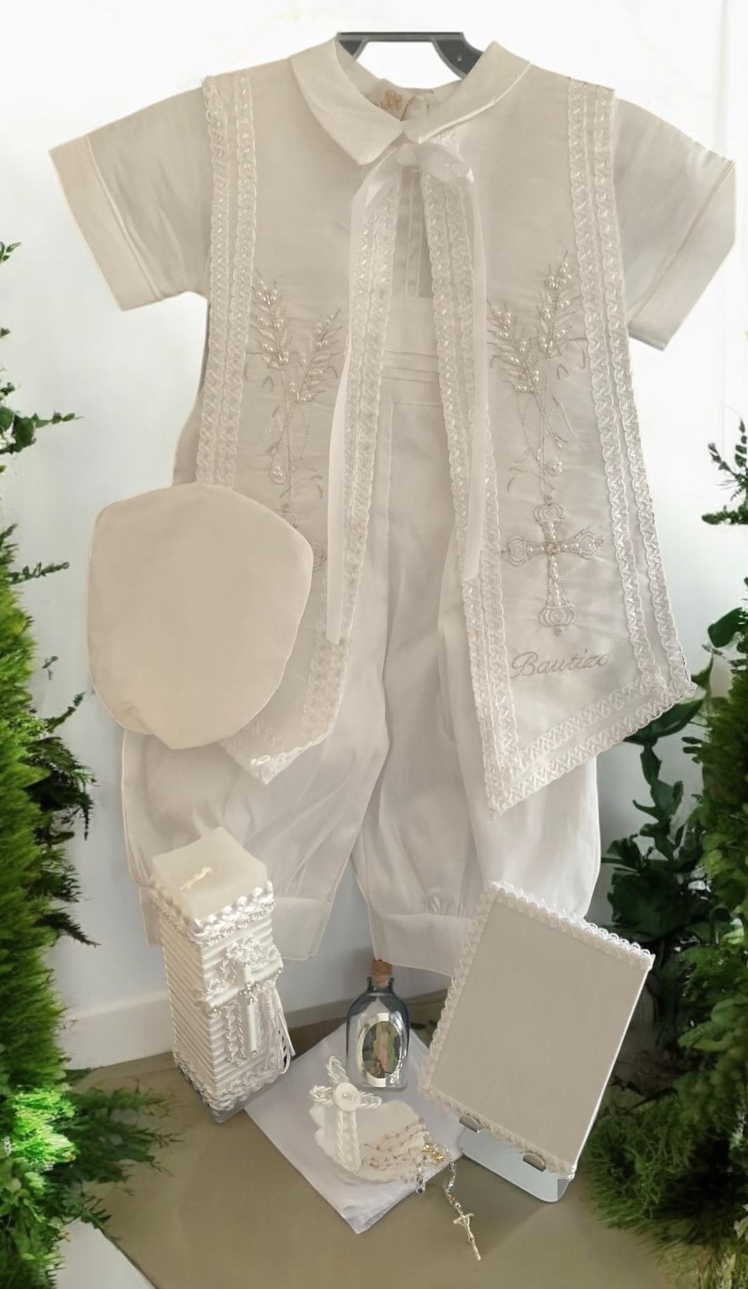 Boy's Christening Outfit: 8-piece Baptism Set With Candle - Etsy