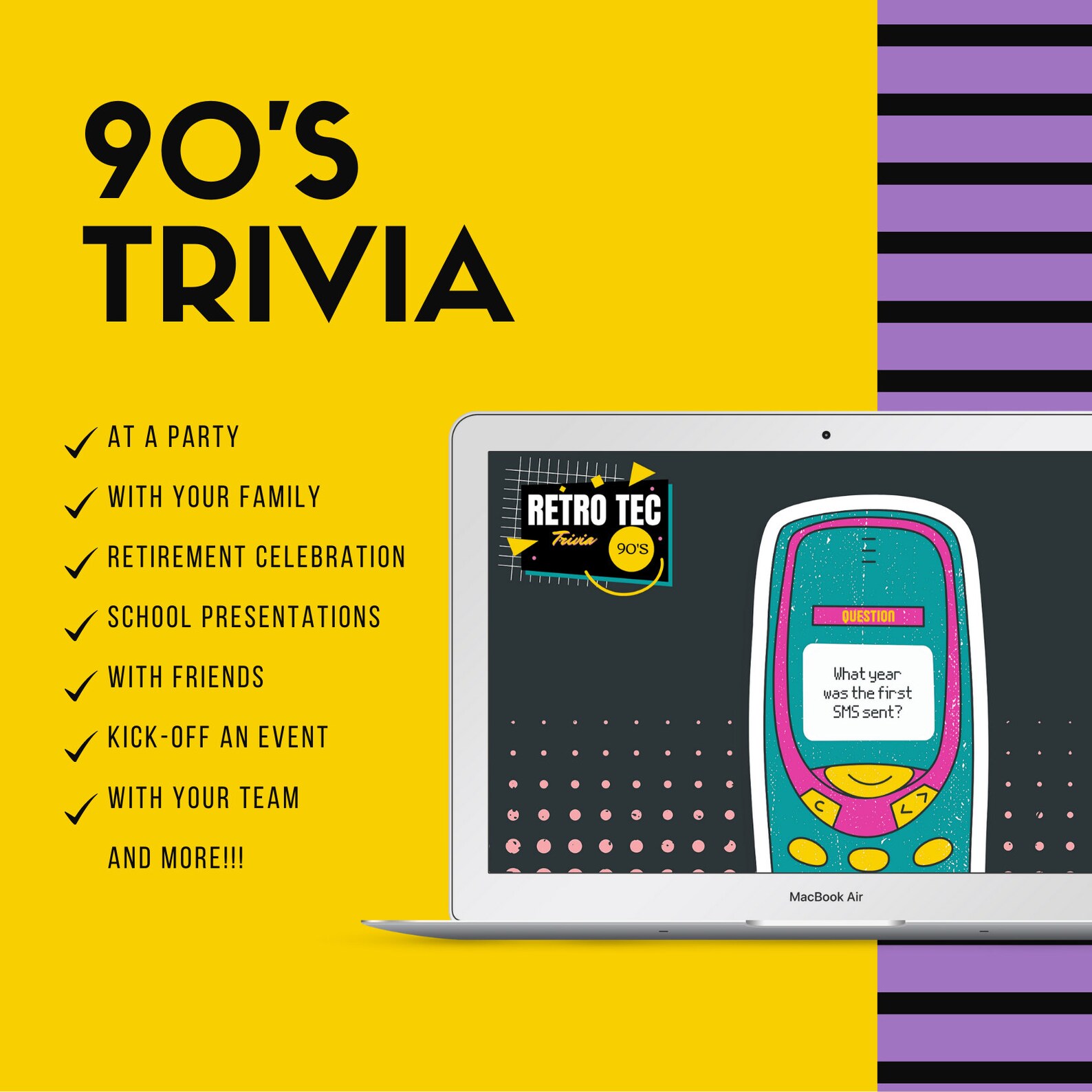 90s Retro Tech Trivia Game, Customizable Powerpoint, Google Slides ...