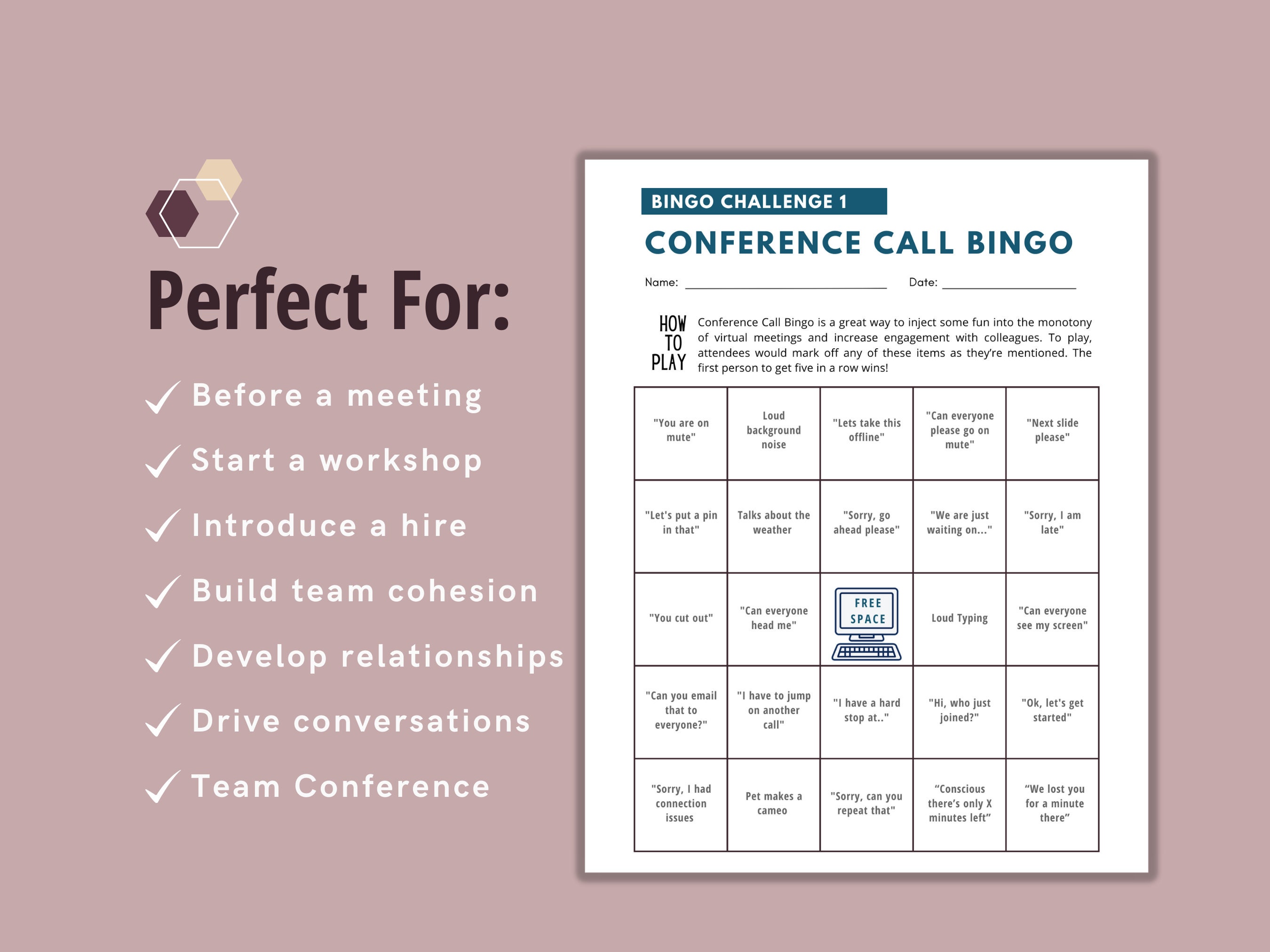 Office Game, 30 Conference Call Bingo Cards Zoom Bingo Printable ...