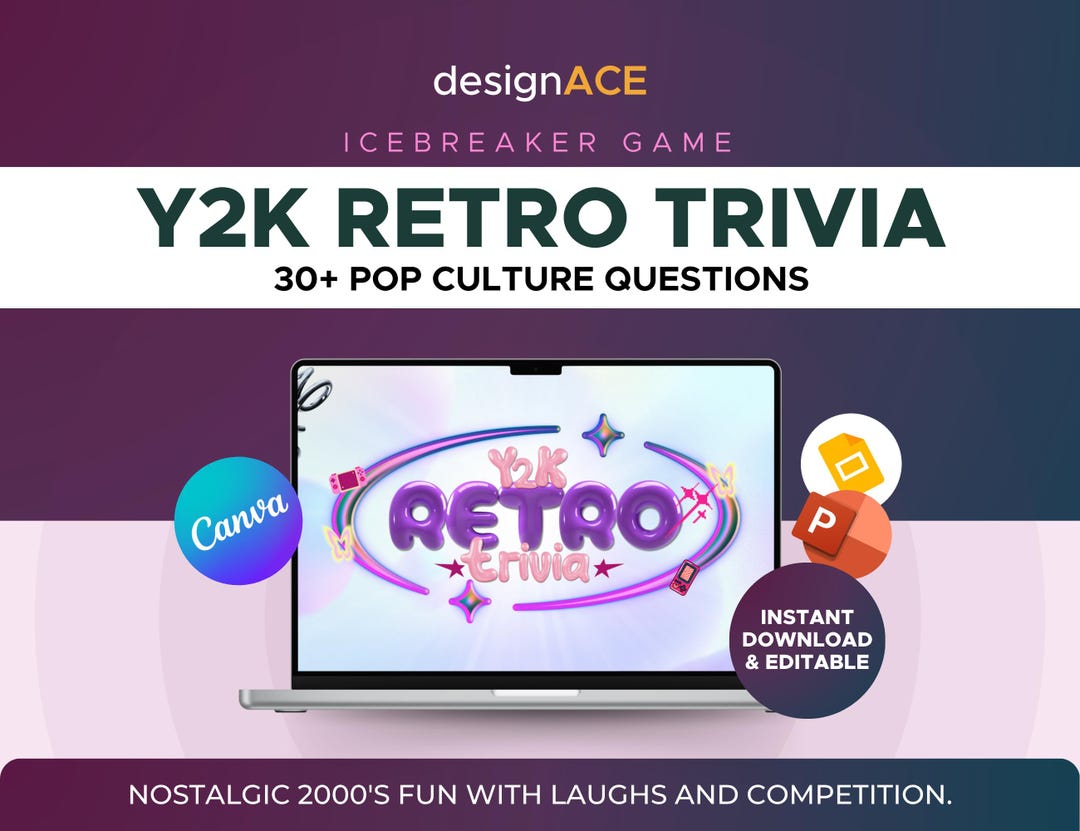 Y2K Retro Trivia Icebreaker Game | Google Slides & Powerpoint | Virtual ...