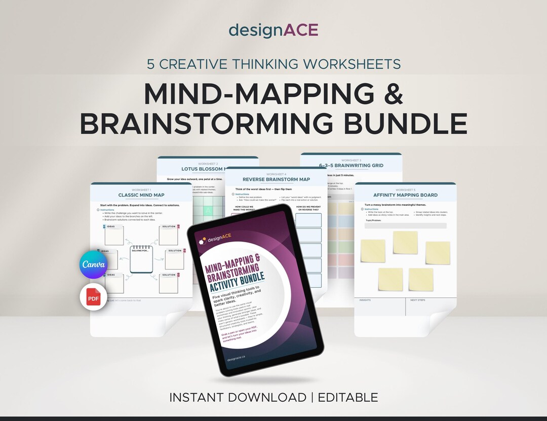 Mind Mapping and Brainstorming Worksheets Bundle | Creative Thinking ...