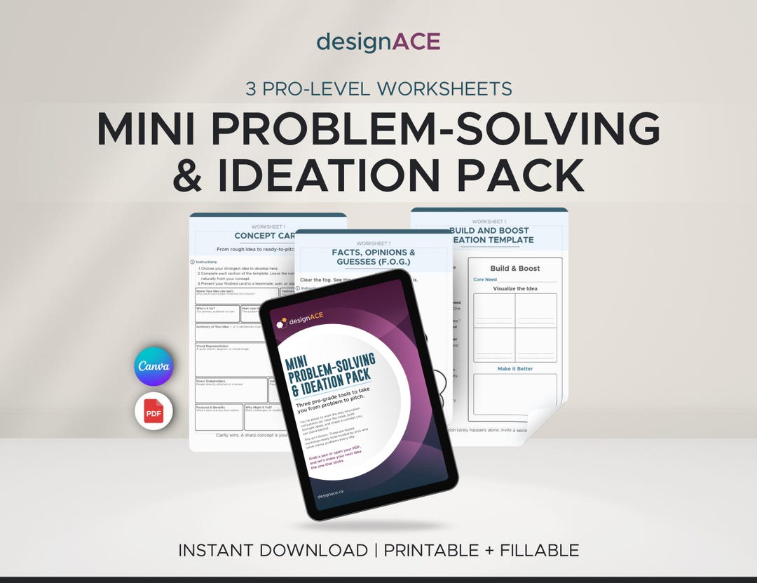 Problem Solving and Ideation Pack | Printable Worksheets & Canva ...