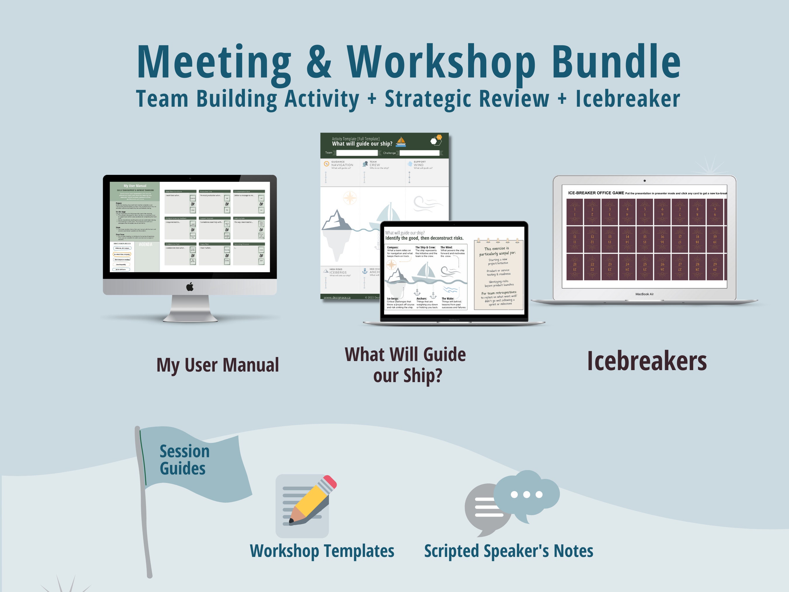 Meeting Template Bundle Deal, Team Building Activity + Strategic ...