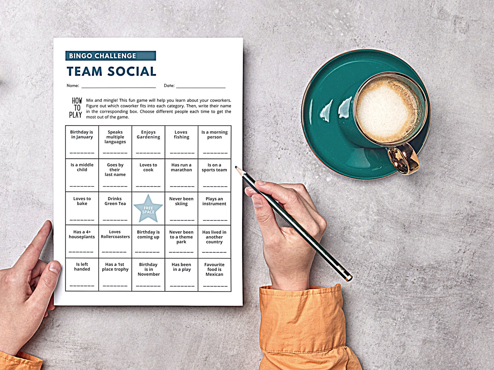 Team Social Bingo, Work Party Game | Icebreaker | Fun Printable Game ...