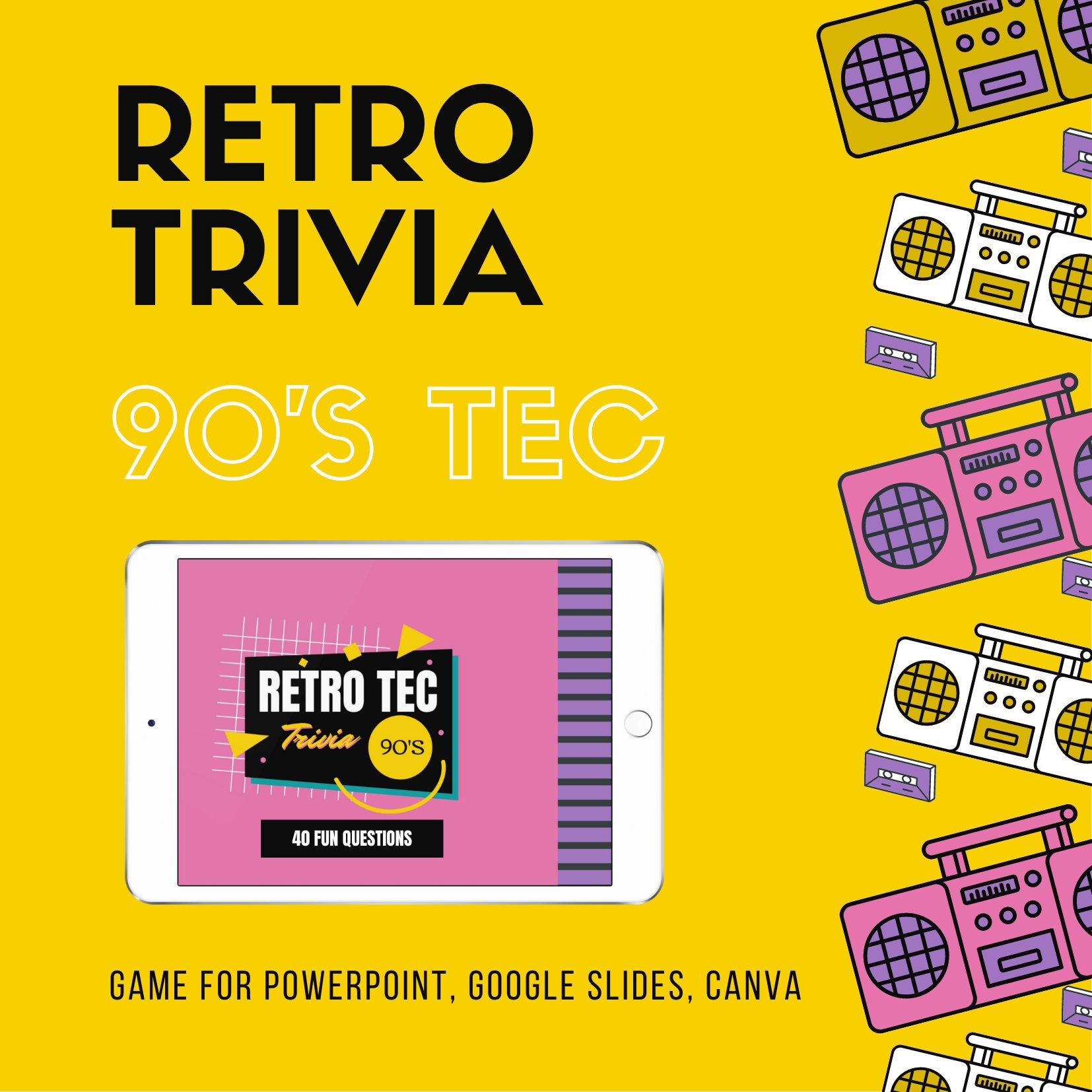 90s Trivia Retro Technology Game for Powerpoint, Google Slides, Canva ...