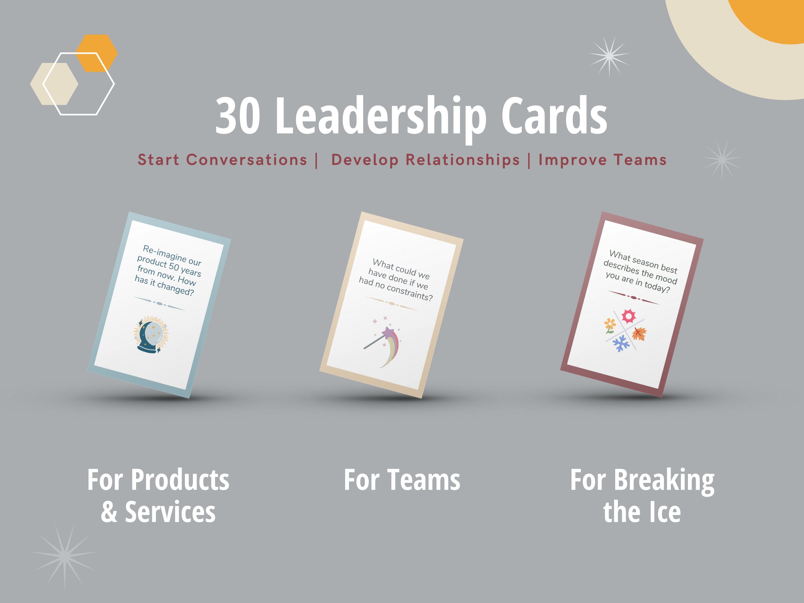 Leadership Cards, 30 Icebreaker Questions to Boost Creativity, Office ...
