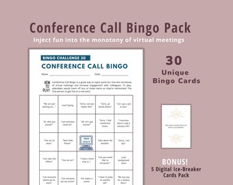 Conference Call Bingo | Zoom Bingo | Printable Conference Call Bingo ...