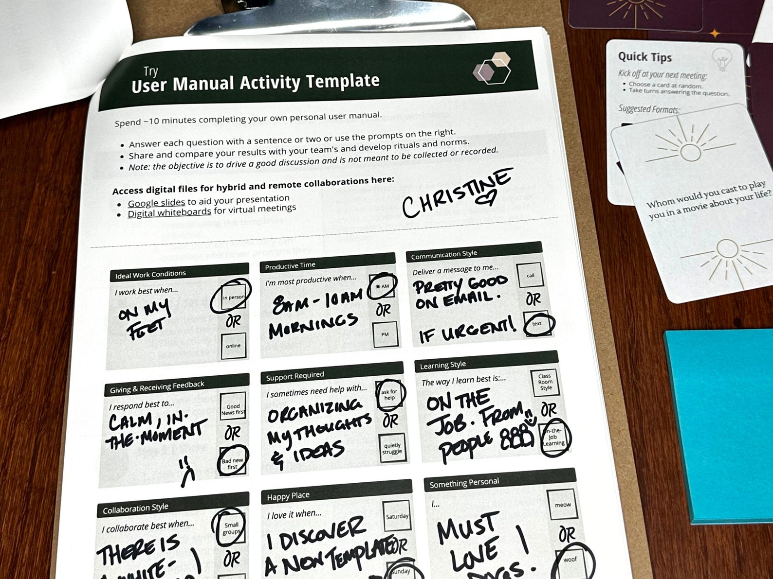 Team Building Activity for Work, My User Manual, Templates, in PDF ...