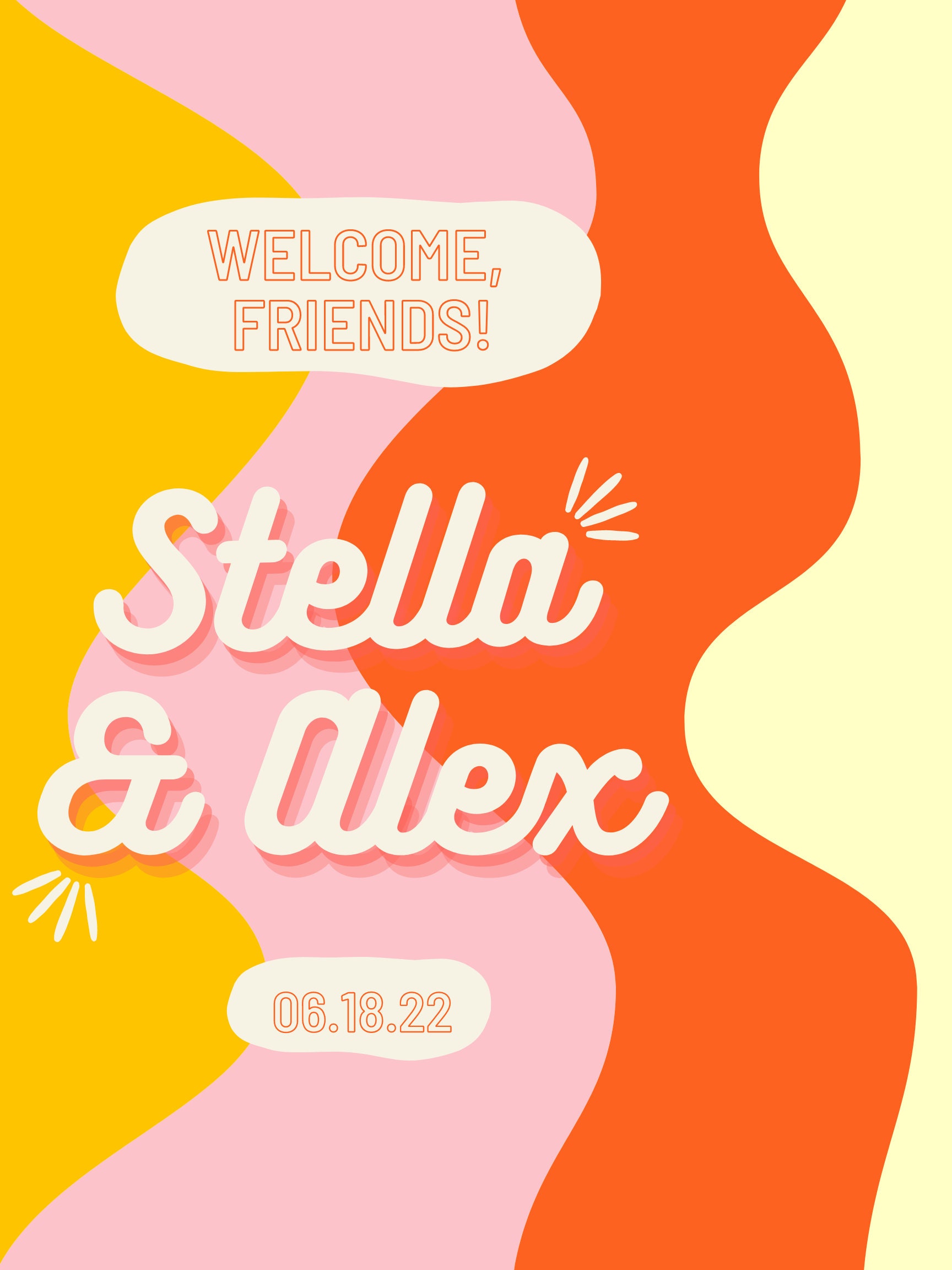 Retro Wedding Welcome Sign Template Groovy Colorful Style - Etsy