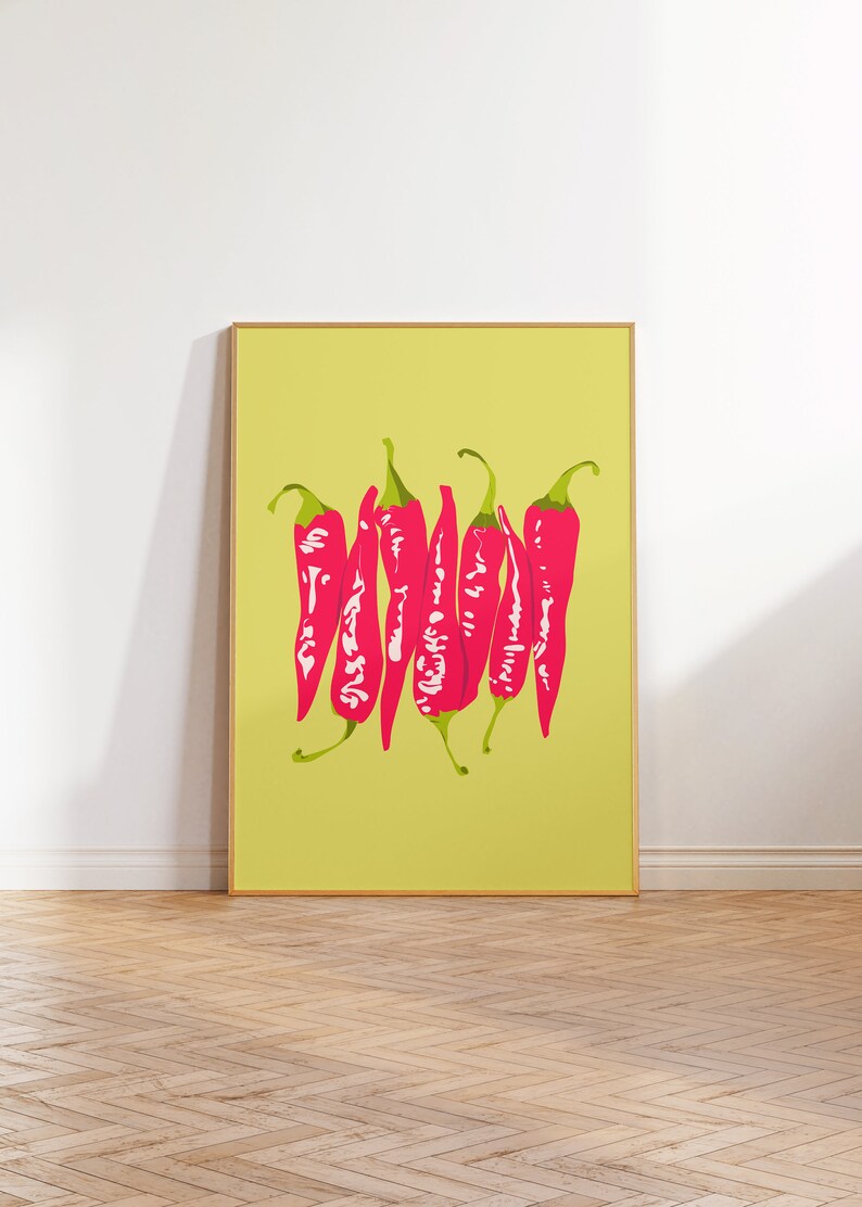 Chili Pepper Poster Art Home Decor Kitchen Poster Modern Art Print ...