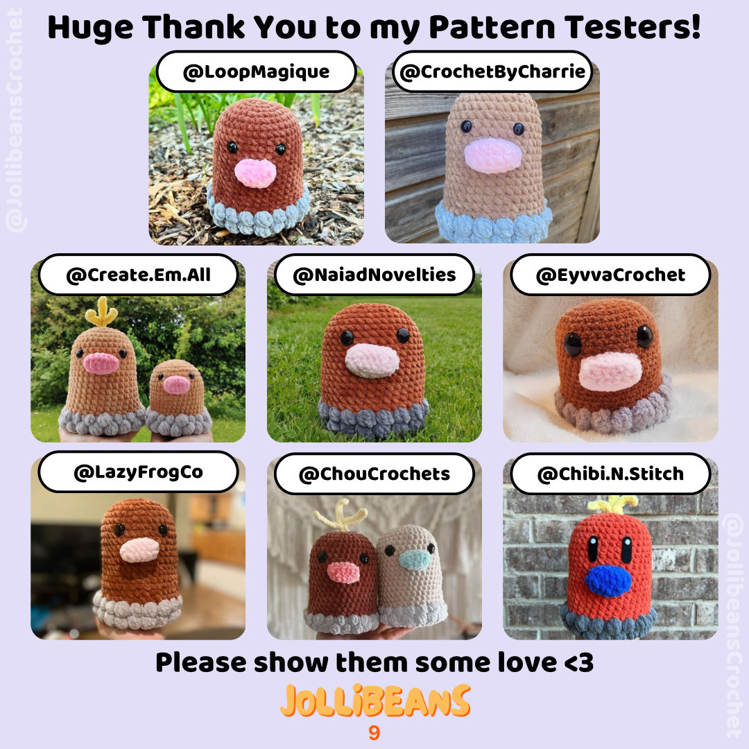 Diglett Pokemon Low Sew Crochet Pattern Alolan Diglett Plushie ...