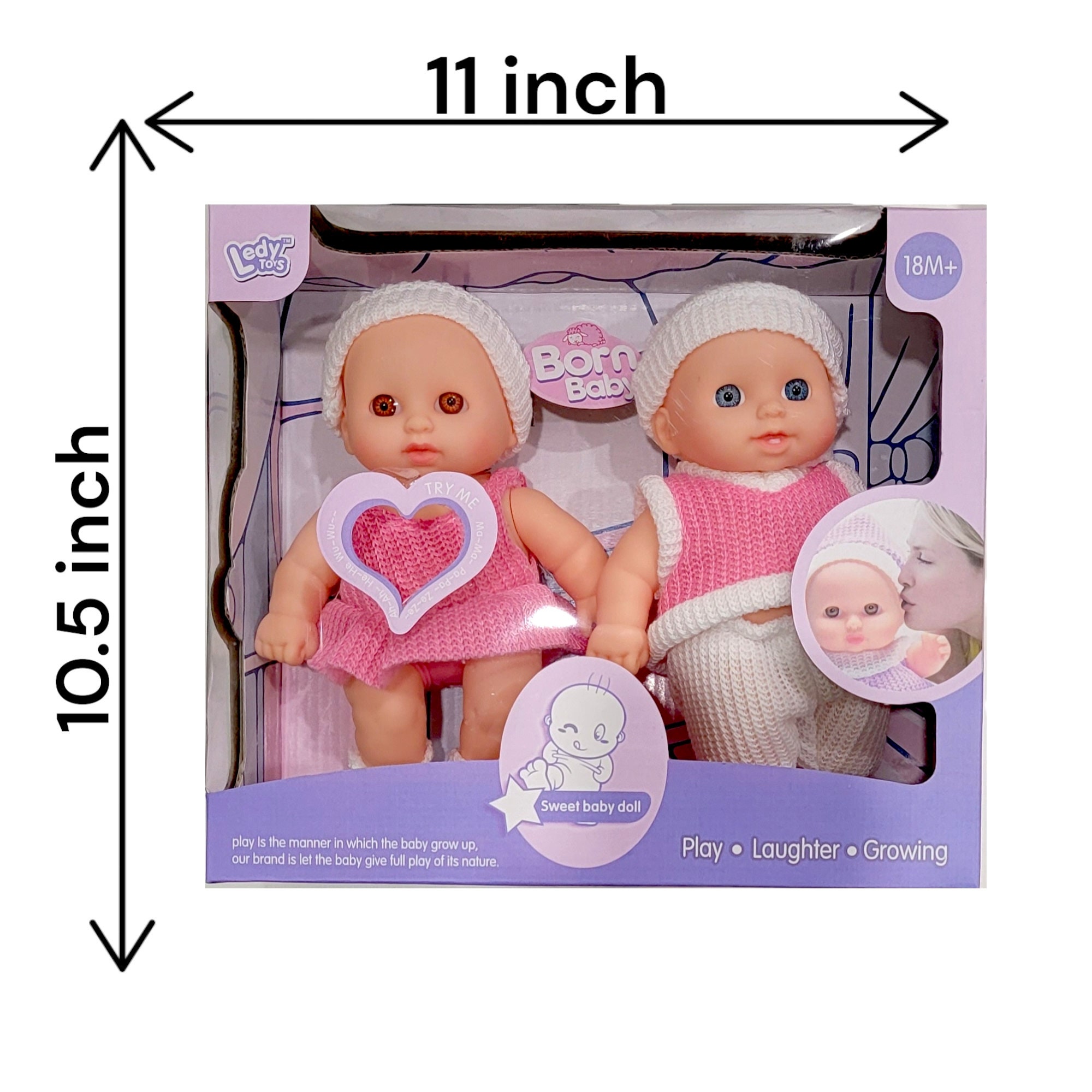 Twins Cute Baby Dolls Boy and Girl Set With Knitted Outfit and Sounds 7 ...