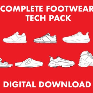 Complete Footwear Tech Pack Walking Shoes, Sneakers, Clogs, Sandals ...