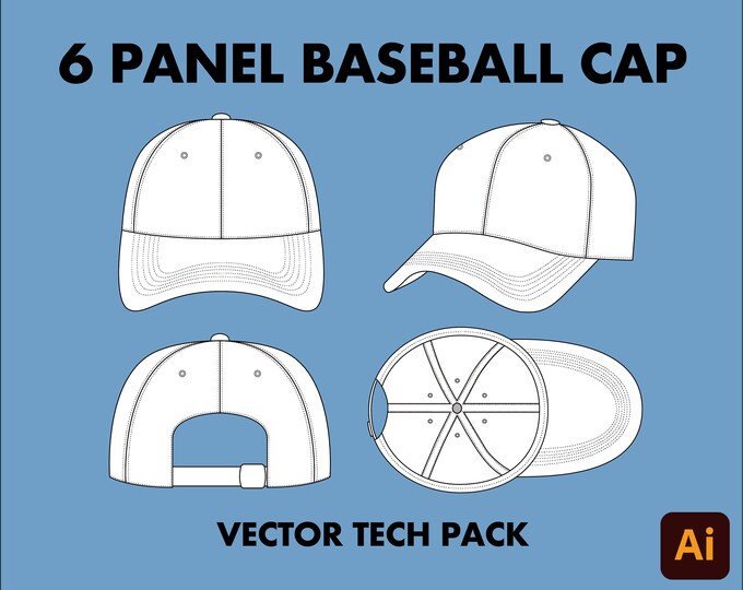 Baseball Cap Mockup Vector Illustrator Template - Etsy